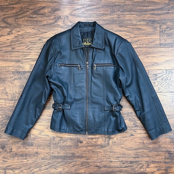 Vintage | Jackets & Coats | Vintage 8s Black Leather Jacket Kc ...